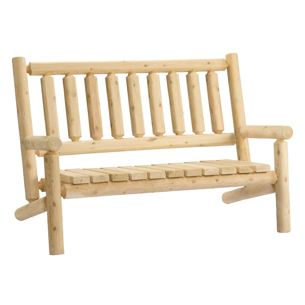 Standard Cedar Log Bench with Back • Log Furniture and More