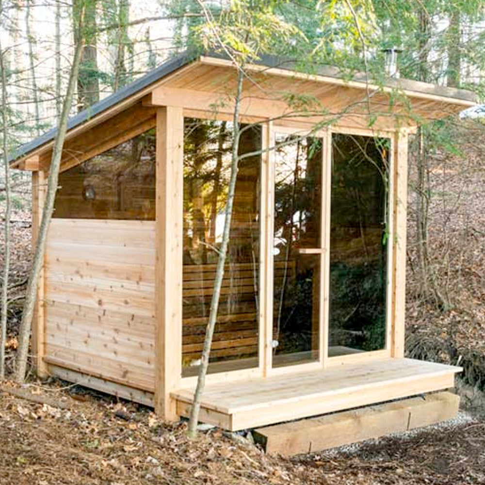 Knotty Cedar Mountain View Timber Frame Outdoor Sauna – Log Furniture ...