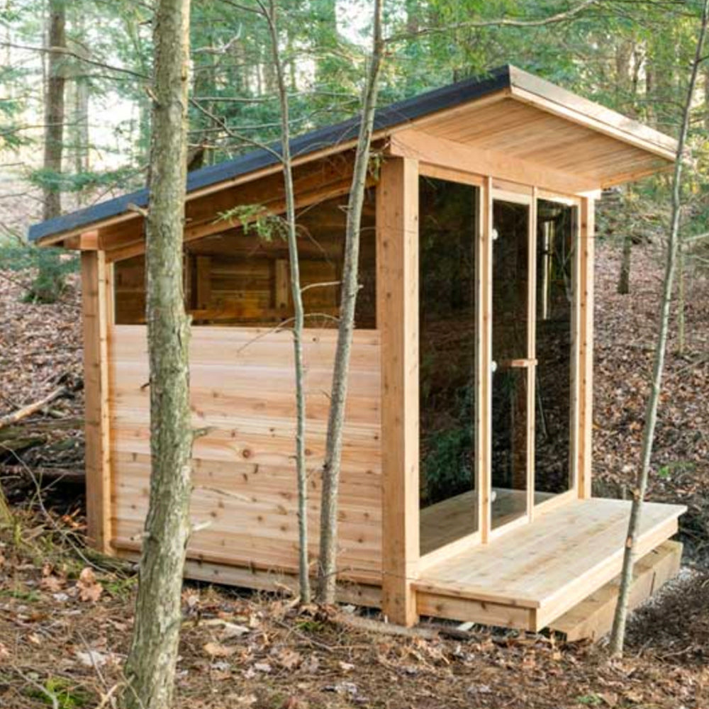 Knotty Cedar Mountain View Timber Frame Outdoor Sauna – Log Furniture ...